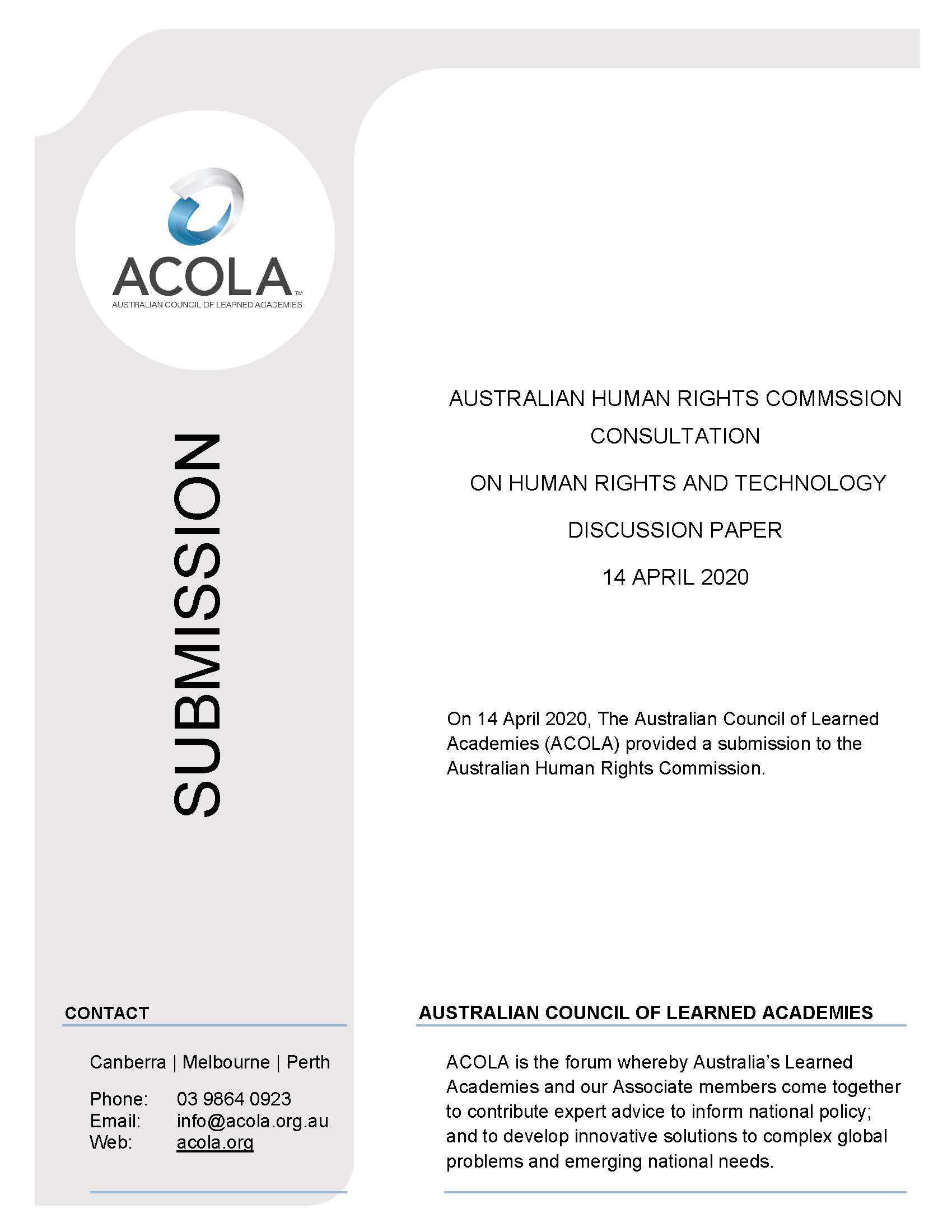 ACOLA Submission: Australian Human Rights Commission Consultation on ...